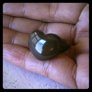 Jewelry | Vintage Brown Lucite Puffy Heart Ring | Poshmark